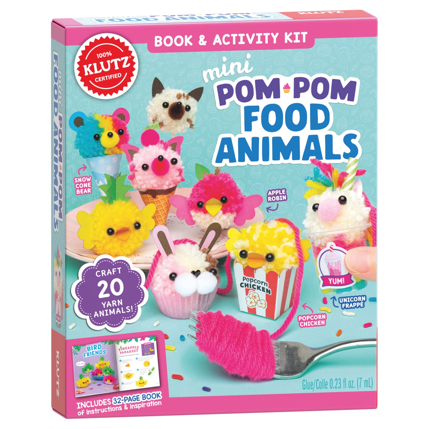 KLUTZ Mini Pom-Pom Food Animals Craft Kit