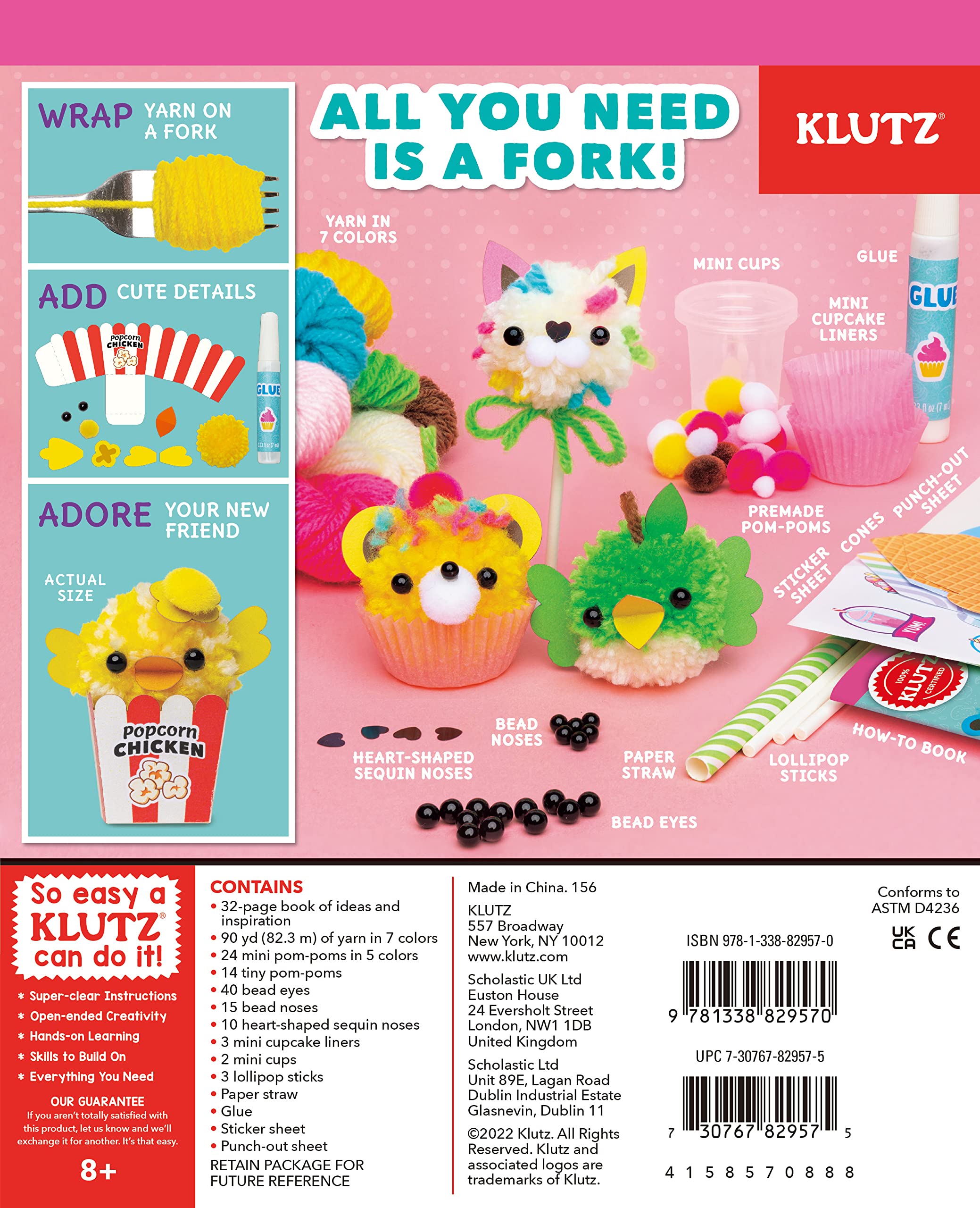 KLUTZ Mini Pom-Pom Food Animals Craft Kit