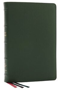 nkjv, thinline reference bible, large print, premium goatskin leather, green, premier collection, red letter, comfort print: holy bible, new king james version