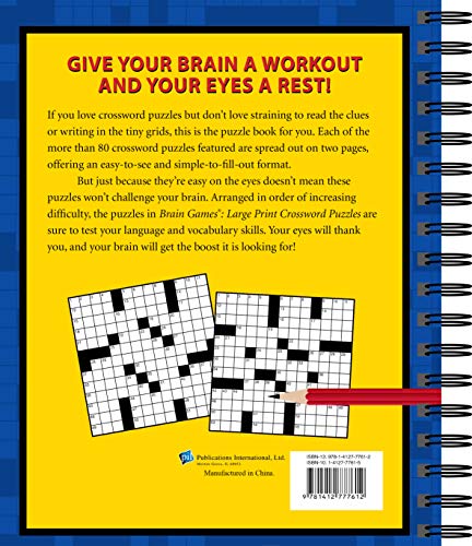 Brain Games - Crossword Puzzles - Large Print (Blue)