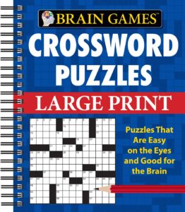 brain games - crossword puzzles - large print (blue)