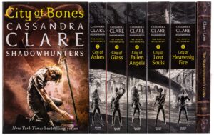 cassandra clare the mortal instruments: a shadowhunters collection 7 books set (bones, ashes, glass, fallen angels, lost souls, heavenly fire + the shadowhunter's codex)