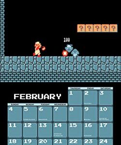 Super Mario Bros. 8-bit Retro 2024 Wall Calendar + Bonus Die-cut Notecards