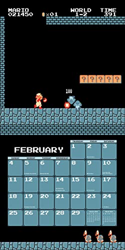 Super Mario Bros. 8-bit Retro 2024 Wall Calendar + Bonus Die-cut Notecards