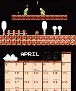 Super Mario 8-Bit Retro 2023 Wall Calendar: With 4 Bonus Die-cut Cards