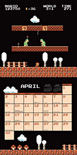 Super Mario 8-Bit Retro 2023 Wall Calendar: With 4 Bonus Die-cut Cards