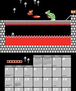 Super Mario Bros. 8-bit Retro 2024 Wall Calendar + Bonus Die-cut Notecards