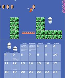 Super Mario Bros. 8-bit Retro 2024 Wall Calendar + Bonus Die-cut Notecards