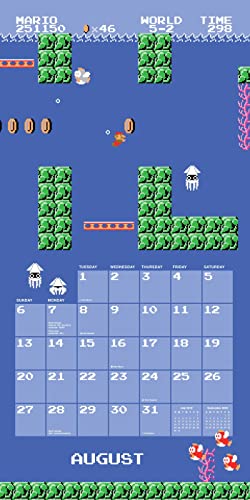 Super Mario 8-Bit Retro 2023 Wall Calendar: With 4 Bonus Die-cut Cards