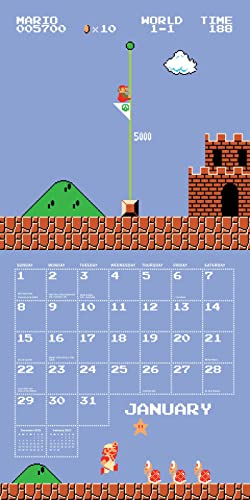 Super Mario 8-Bit Retro 2023 Wall Calendar: With 4 Bonus Die-cut Cards