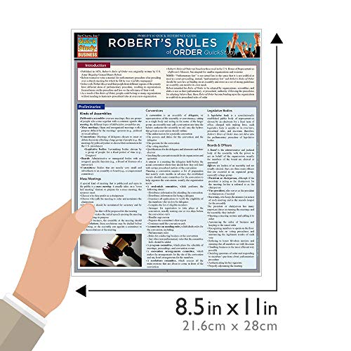 Robert's Rules Of Order QuickStudy Laminated Reference Guide (QuickStudy Business)