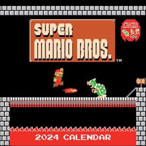 super mario bros. 8-bit retro 2024 wall calendar + bonus die-cut notecards