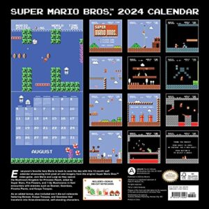 Super Mario Bros. 8-bit Retro 2024 Wall Calendar + Bonus Die-cut Notecards