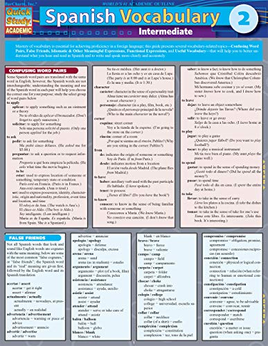 Spanish Vocabulary 2: Intermediate (Quick Study Academic)