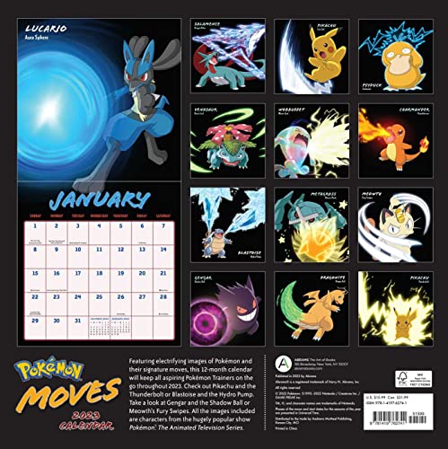 Pokémon Moves 2023 Wall Calendar