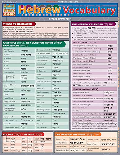 Hebrew Vocabulary QuickStudy Laminated Reference Guide (QuickStudy Academic)