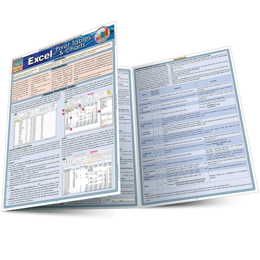 Excel: Pivot Tables & Charts QuickStudy Laminated Reference Guide (QuickStudy Computer)