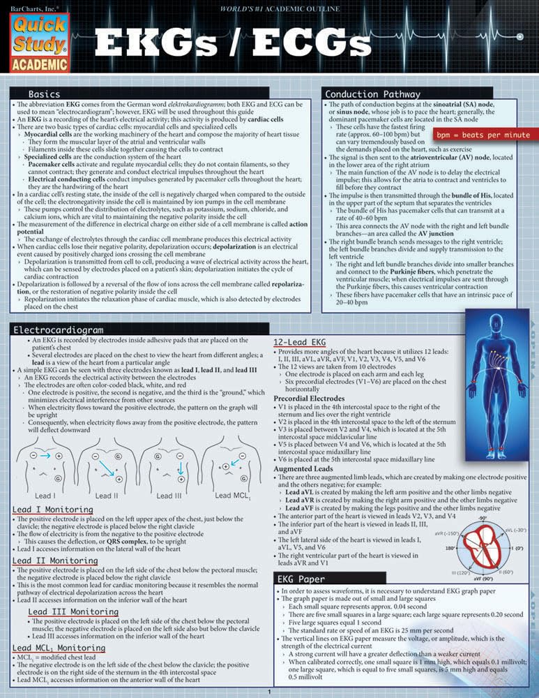 EKGs / ECGs QuickStudy Laminated Reference Guide (QuickStudy Academic)