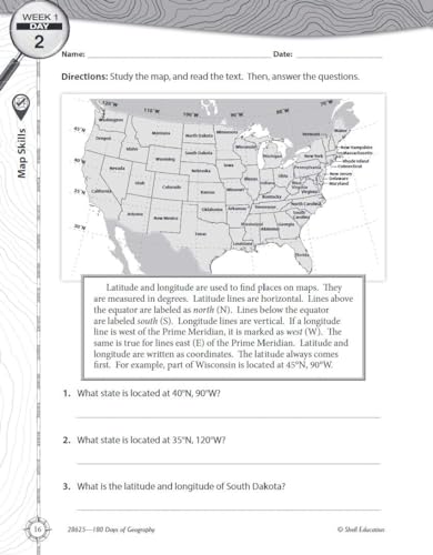 180 Days™: Social Studies, Geography for 4th Grade Practice Workbook for Classroom and Home, Cool and Fun Practice Created by Teachers (180 Days of Practice)