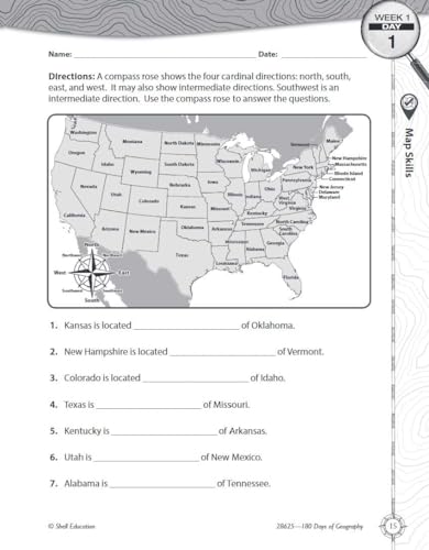 180 Days™: Social Studies, Geography for 4th Grade Practice Workbook for Classroom and Home, Cool and Fun Practice Created by Teachers (180 Days of Practice)