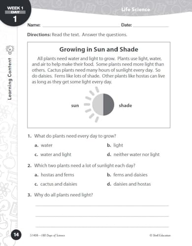 180 Days™: Science, Earth and Space Science for 2nd Grade Practice Workbook for Classroom and Home, Cool and Fun Practice Created by Teachers (180 Days of Practice)