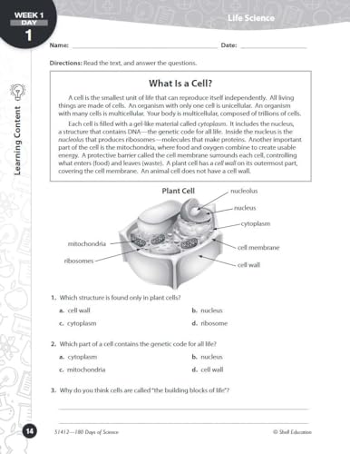 180 Days™: Science, Earth and Space Science for 6th Grade Practice Workbook for Classroom and Home, Cool and Fun Practice Created by Teachers (180 Days of Practice)