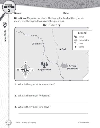 180 Days™: Social Studies, Geography for 2nd Grade Practice Workbook for Classroom and Home, Cool and Fun Practice Created by Teachers (180 Days of Practice)