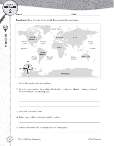 180 Days™: Social Studies, Geography for 5th Grade Practice Workbook for Classroom and Home, Cool and Fun Practice Created by Teachers (180 Days of Practice)