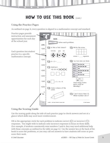 Shell Education 180 Days of Math for Second Grade (180 Days of Practice)