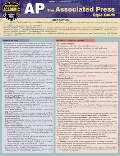 AP - Associated Press Style Guide QuickStudy Laminated Reference (QuickStudy Academic)