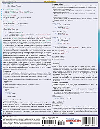 Python Programming Language QuickStudy Laminated Reference Guide