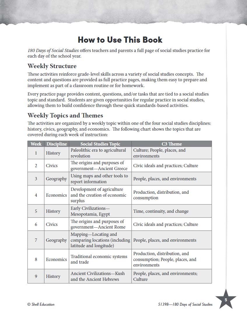 180 Days™: Social Studies, Civics for 6th Grade Practice Workbook for Classroom and Home, Cool and Fun Practice Created by Teachers (180 Days of Practice)