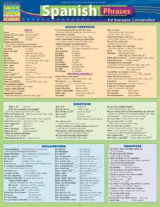 spanish phrases (english and spanish edition) quickstudy laminated reference guide (quickstudy academic)