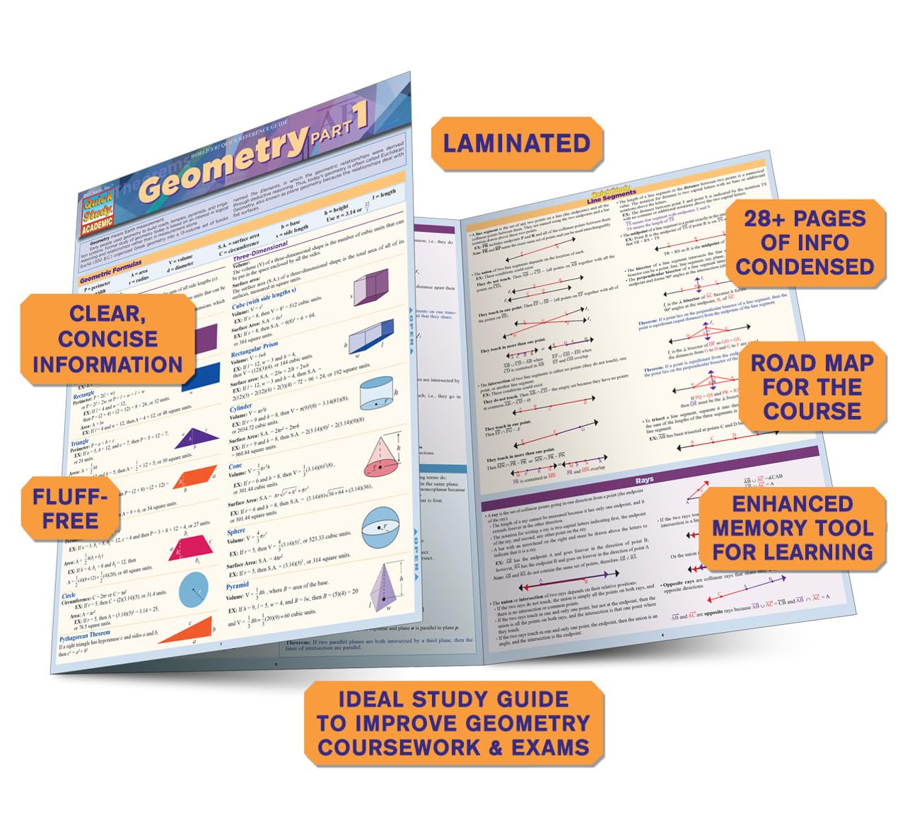 Geometry Part 1 QuickStudy Laminated Reference Guide (Quick Study Academic)