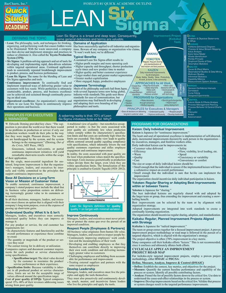 Lean Six Sigma QuickStudy Laminated Reference Guide (QuickStudy Business)