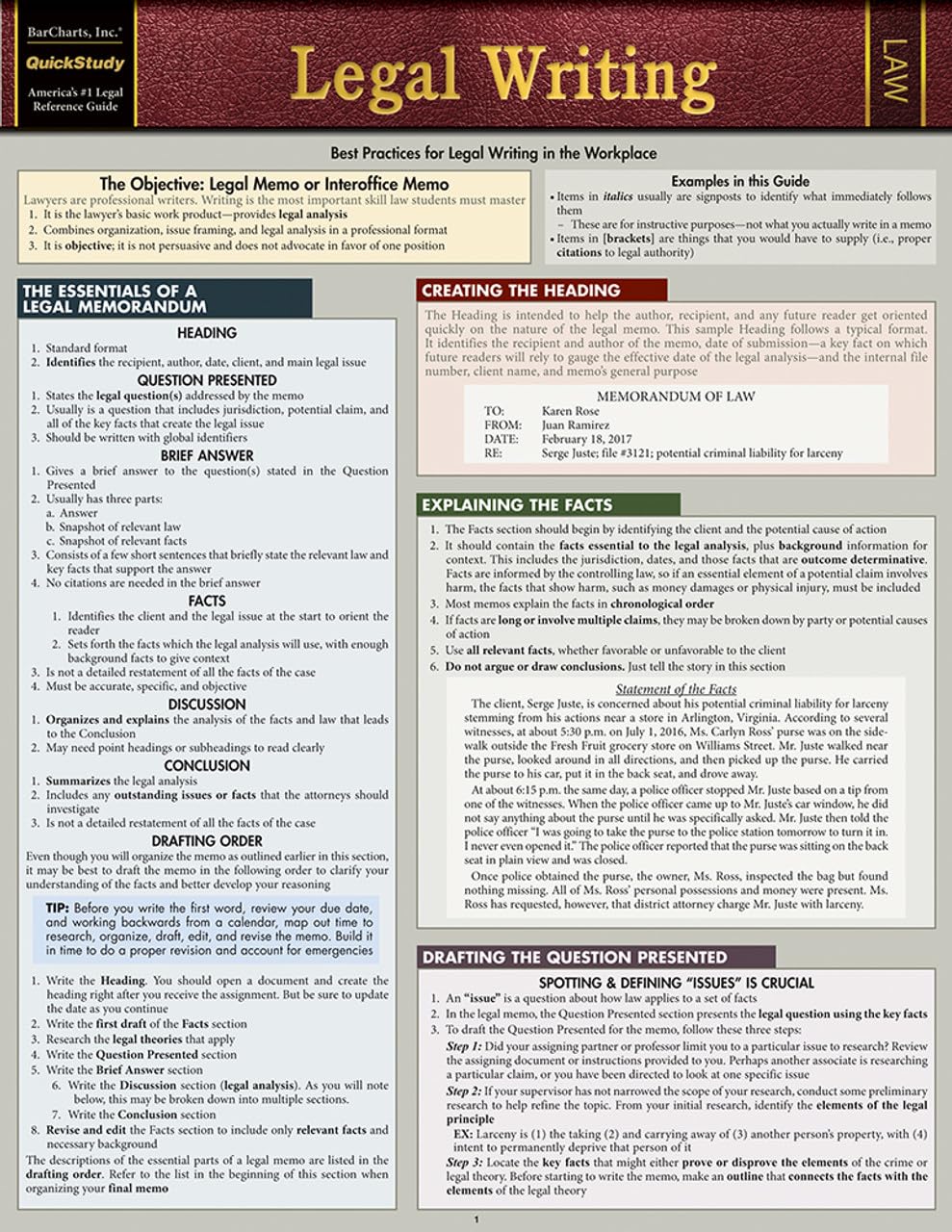 Legal Writing QuickStudy Laminated Reference Guide