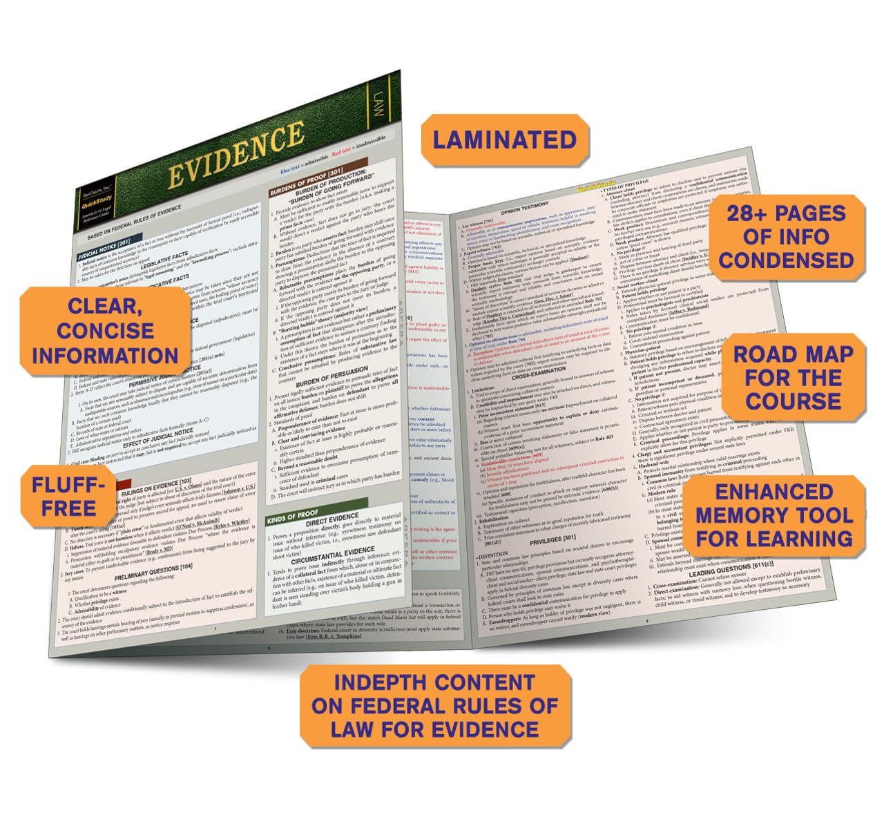 Evidence QuickStudy Laminated Reference Guide (QuickStudy Law)