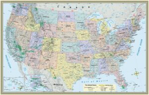 u.s. map poster (32 x 50 inches) - laminated: - a quickstudy reference