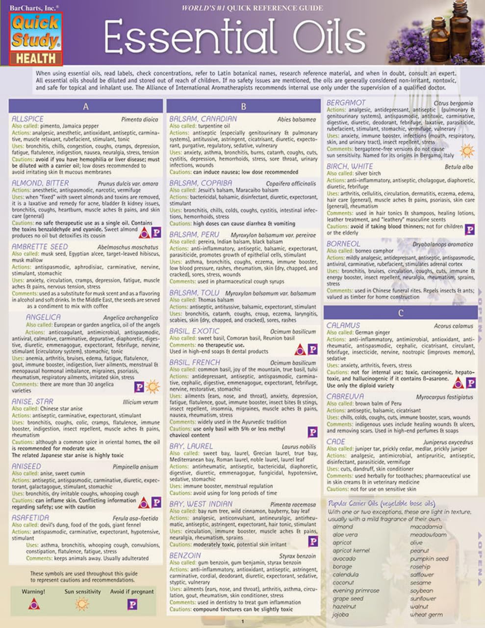 Essential Oils QuickStudy Laminated Reference Guide (Quick Study Health)