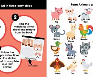 First Sticker Art: Farm Animals: Color By Stickers for Kids, Make 20 Pictures! (Perfect Christmas Gift, Stocking Stuffer for Ages 3+)