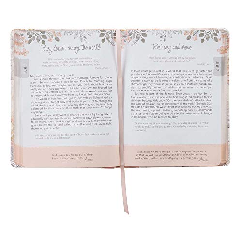 Walking in Grace - 366 Inspirational Devotions for an Abundant Life in Christ - Floral Faux Leather Flexcover Devotional Gift Book for Women