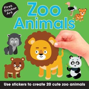 first sticker art: zoo animals: color by stickers for kids, make 20 animal pictures! (perfect christmas gift, stocking stuffer for ages 3+)