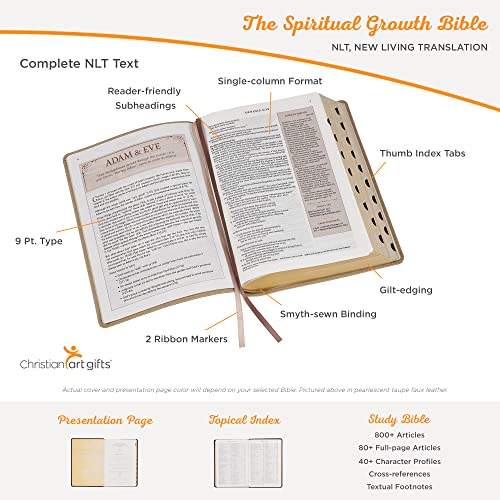 The Spiritual Growth Bible, Study Bible, NLT - New Living Translation Holy Bible, Hardcover, Teal (NLT Spiritual Growth Editions)