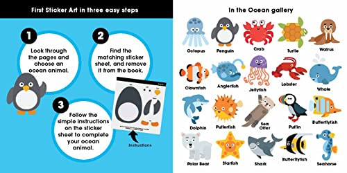 First Sticker Art: In the Ocean: Color By Stickers for Kids, Make 20 Pictures! (Perfect Christmas Gift, Stocking Stuffer for Ages 3+)