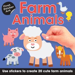 first sticker art: farm animals: color by stickers for kids, make 20 pictures! (perfect christmas gift, stocking stuffer for ages 3+)