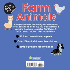 First Sticker Art: Farm Animals: Color By Stickers for Kids, Make 20 Pictures! (Perfect Christmas Gift, Stocking Stuffer for Ages 3+)