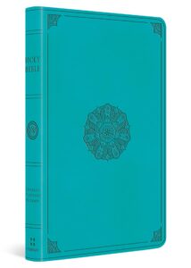 esv large print value thinline bible (trutone, turquoise, emblem design)