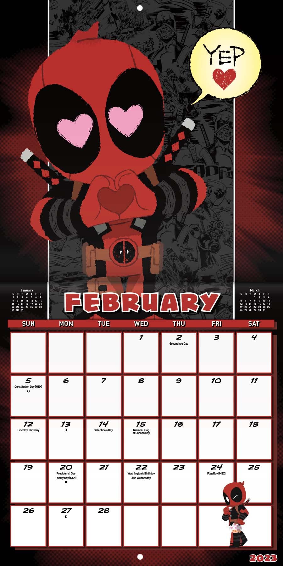 2023 Marvel Deadpool Wall Calendar