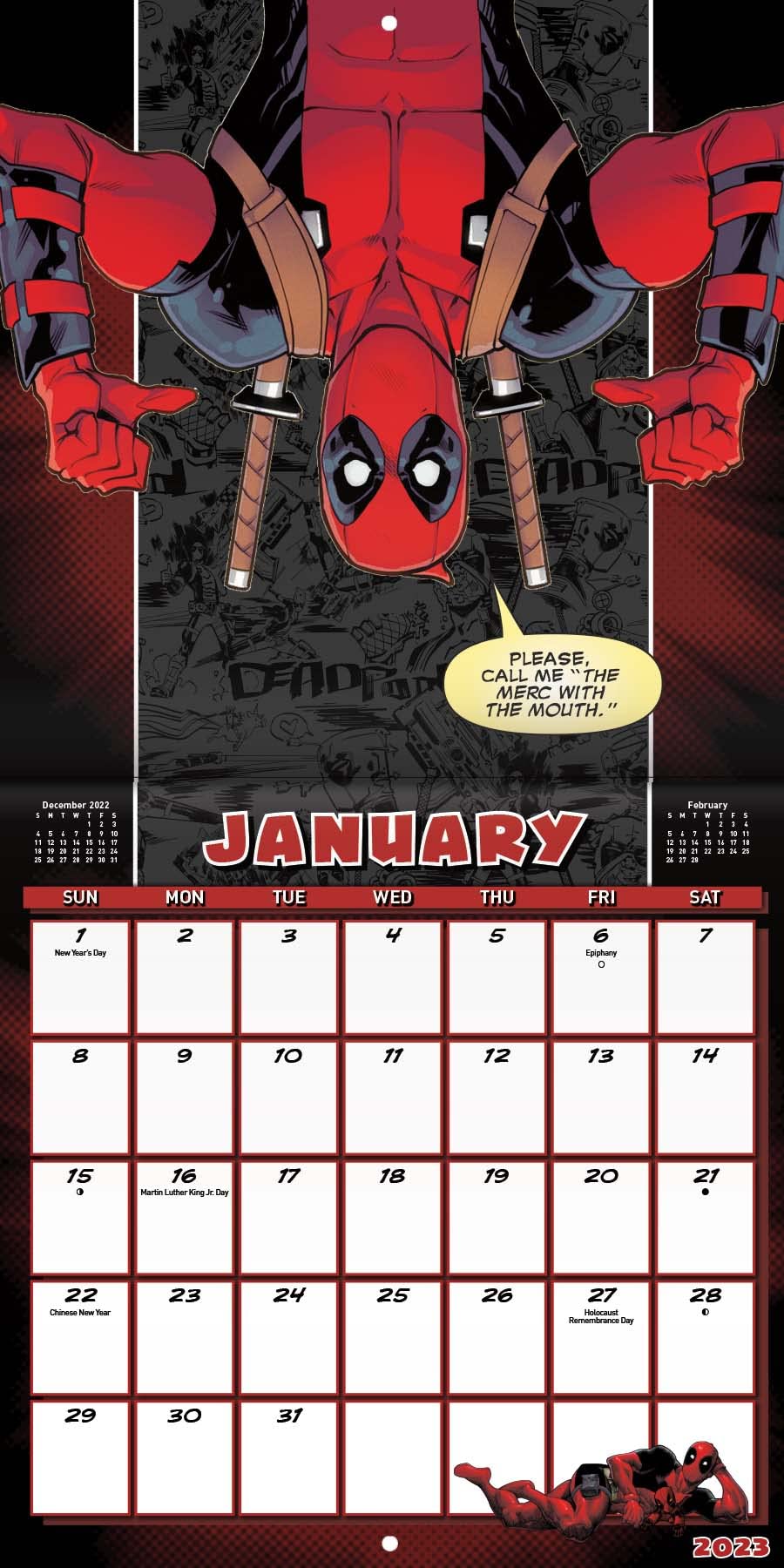 2023 Marvel Deadpool Wall Calendar