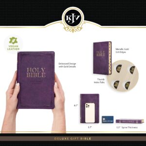 KJV Holy Bible, Standard Size Faux Leather Red Letter Edition Thumb Index & Ribbon Marker, King James Version, Purple (KJV Deluxe Gift Editions)